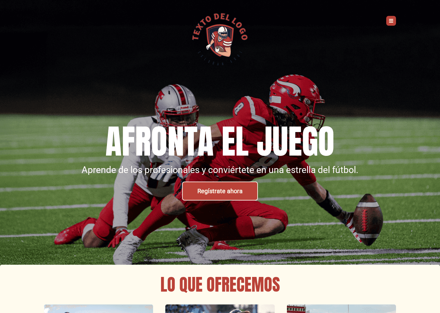 Equipo de fútbol americano Creador de sitios web | Design.com