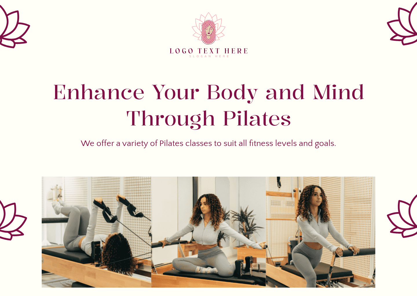 Pilates Wellness Studio Website Builder | Design.com